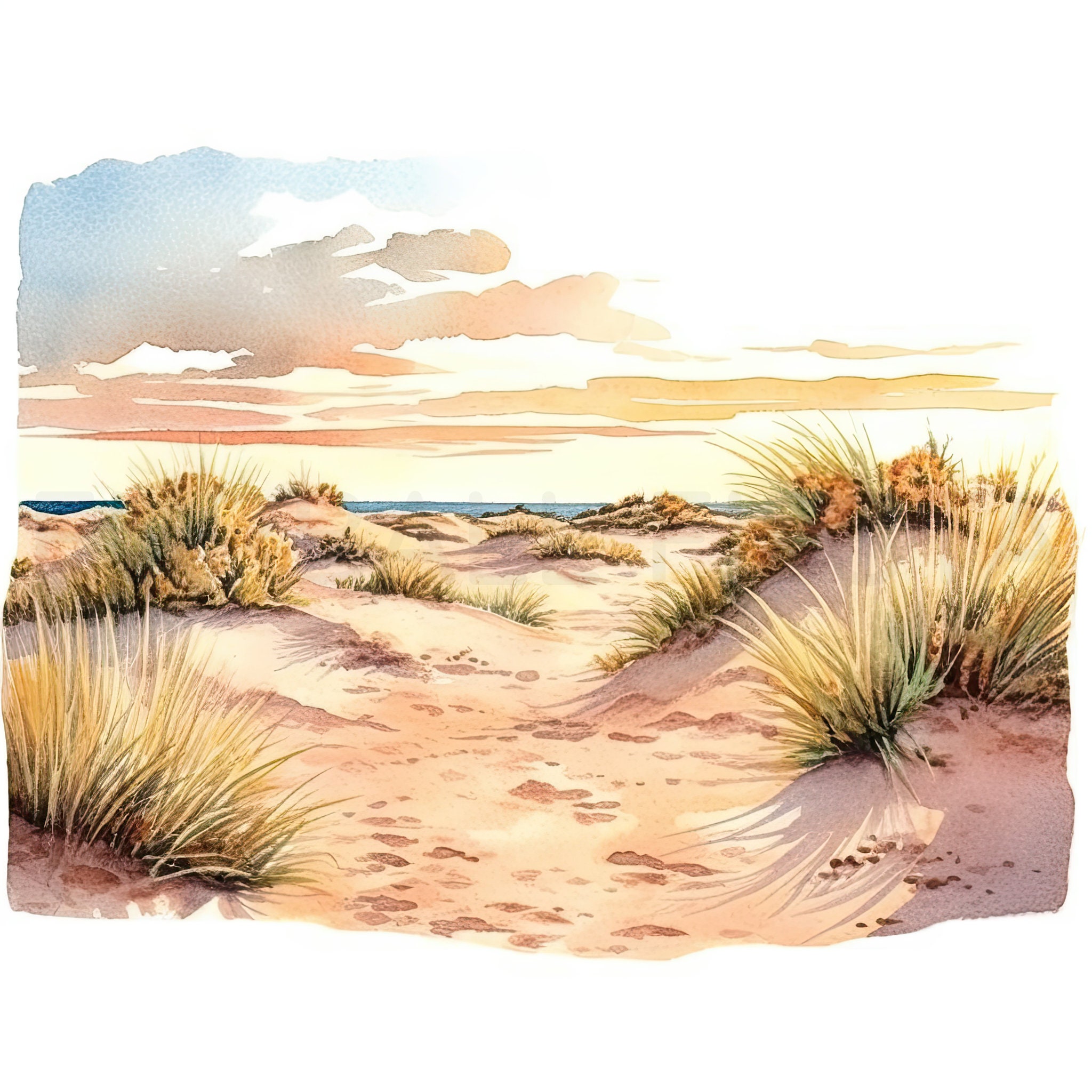 Sand Dunes Clipart, 12 High Quality Jpgs, Printable Watercolor Wall Art ...