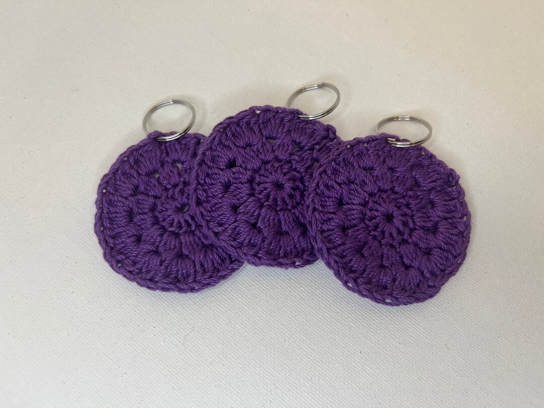 Round Crochet Keychain in Purple - Etsy