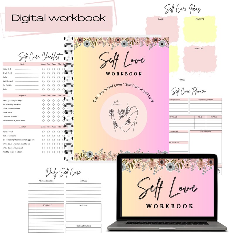 Self Love Workbook | Self Care Planner, Aesthetic Planner, Digital ...