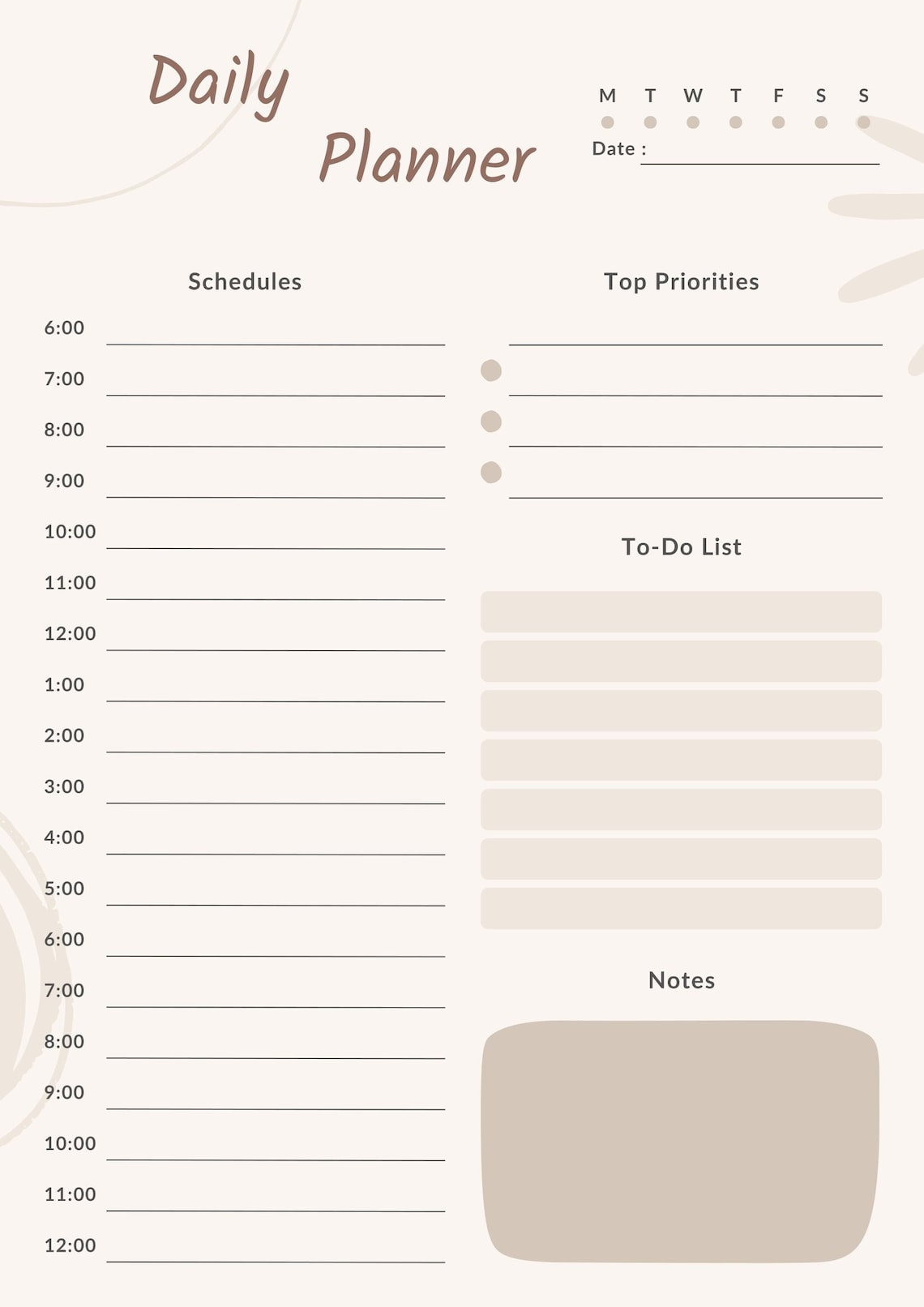 Daily to Do List, Daily Planner, Instant Download, Daily to Do List ...