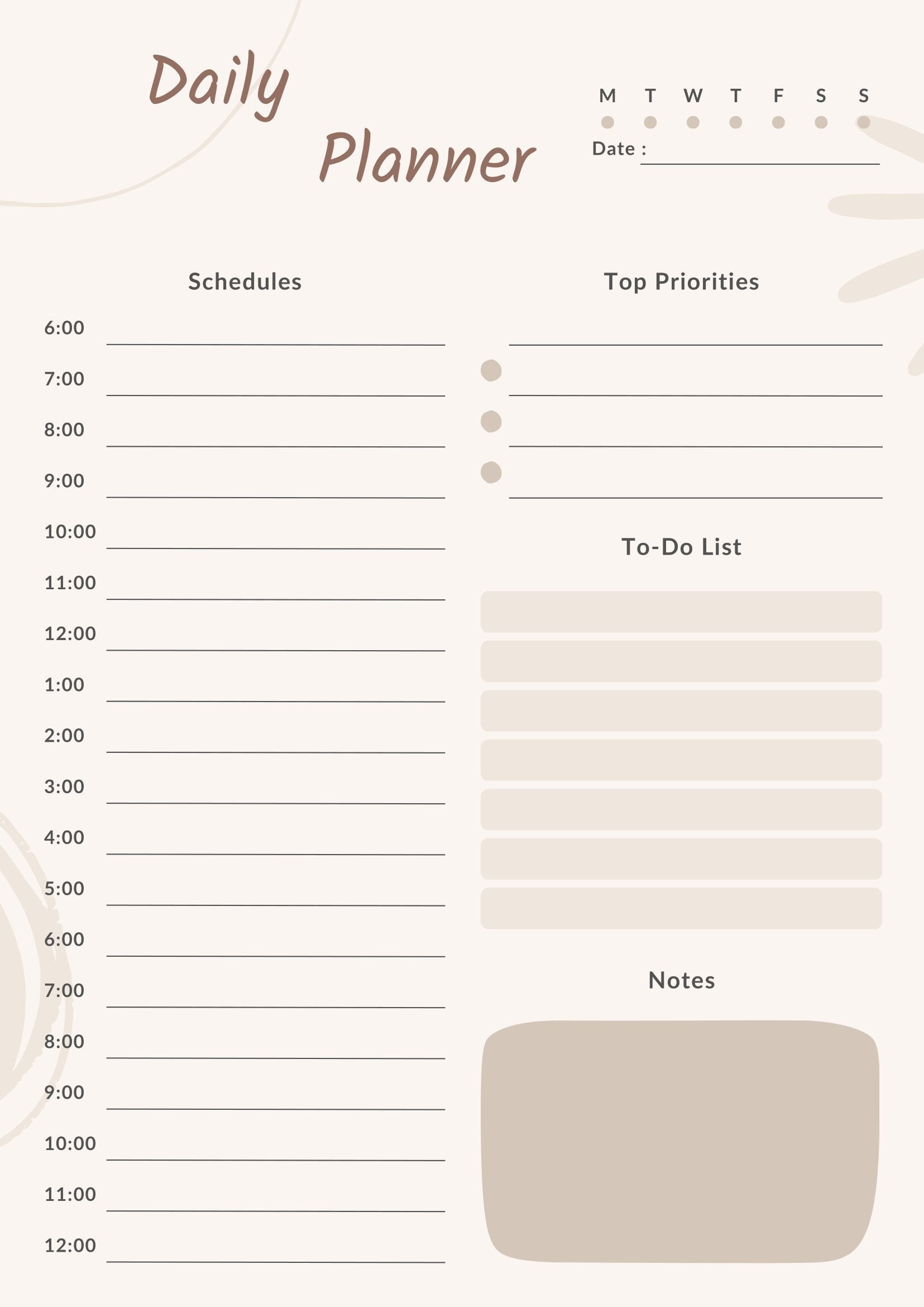 Daily to Do List, Daily Planner, Instant Download, Daily to Do List ...