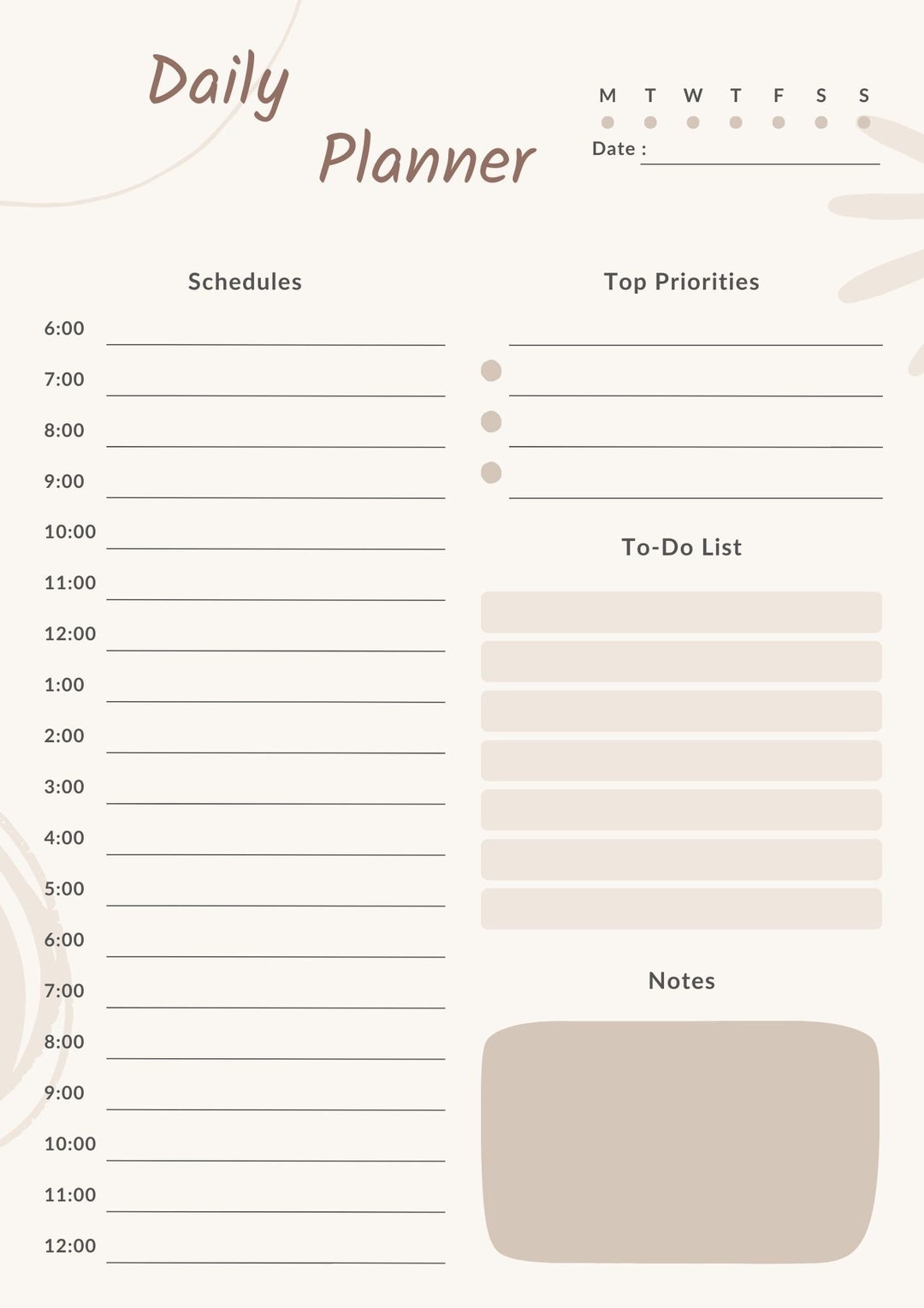 24 Hour Daily Planner Printable, Hourly Planner, Digital Planner ...