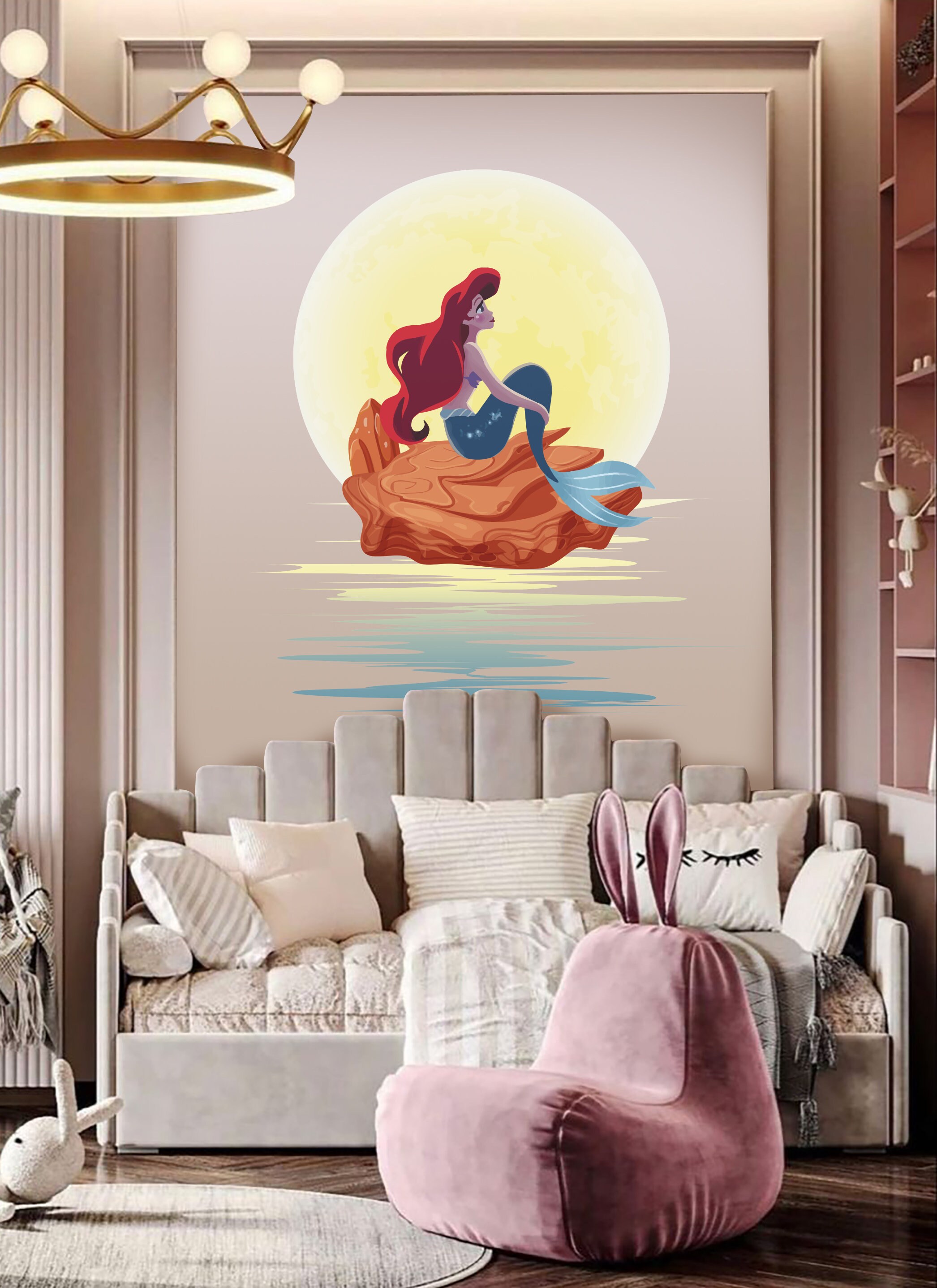 Mermaid Wall Decal for Girls Bedroom Disney Little Mermaid Wall Sticker ...