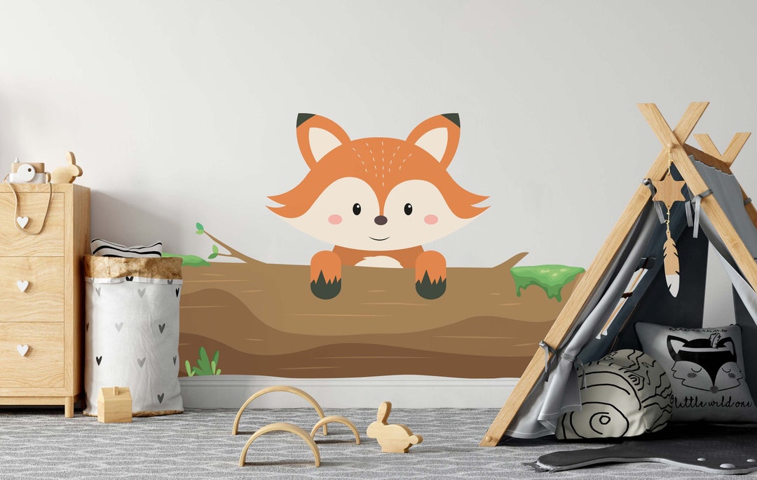 Peel & Stick Fox Decal Cute Fox Self-adhesive Wall Stickers Nursery ...