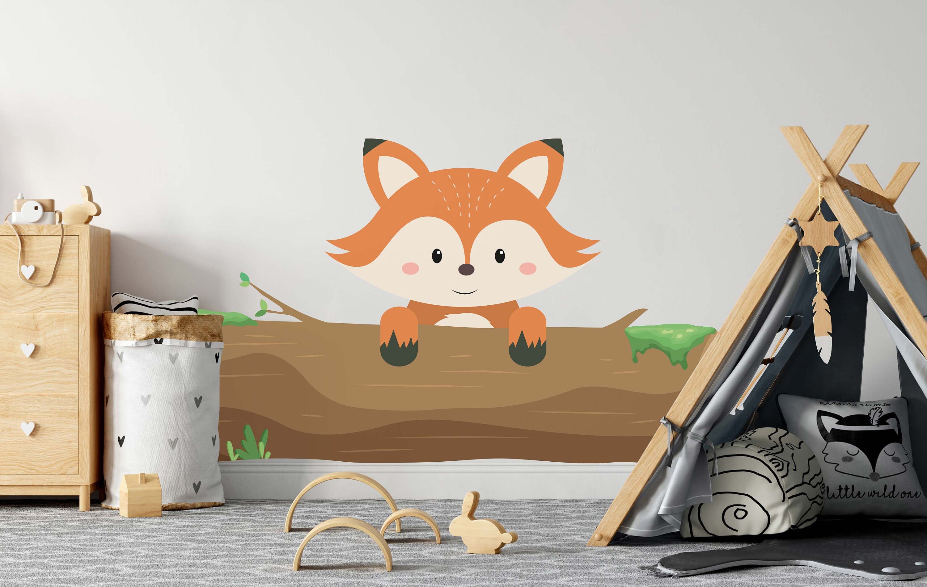 Peel & Stick Fox Decal Cute Fox Self-adhesive Wall Stickers Nursery ...