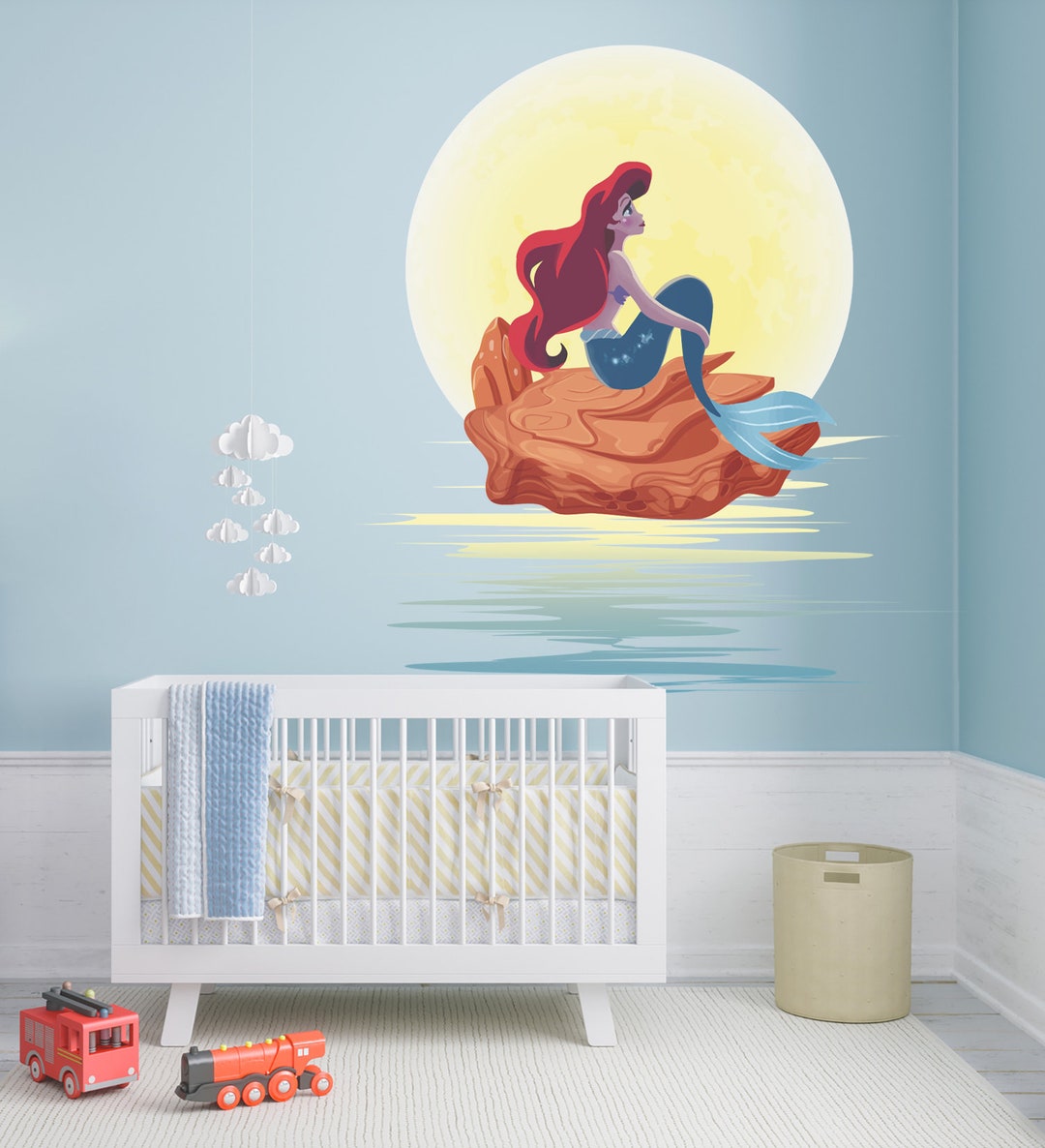 Mermaid Wall Decal for Girls Bedroom Disney Little Mermaid Wall Sticker ...