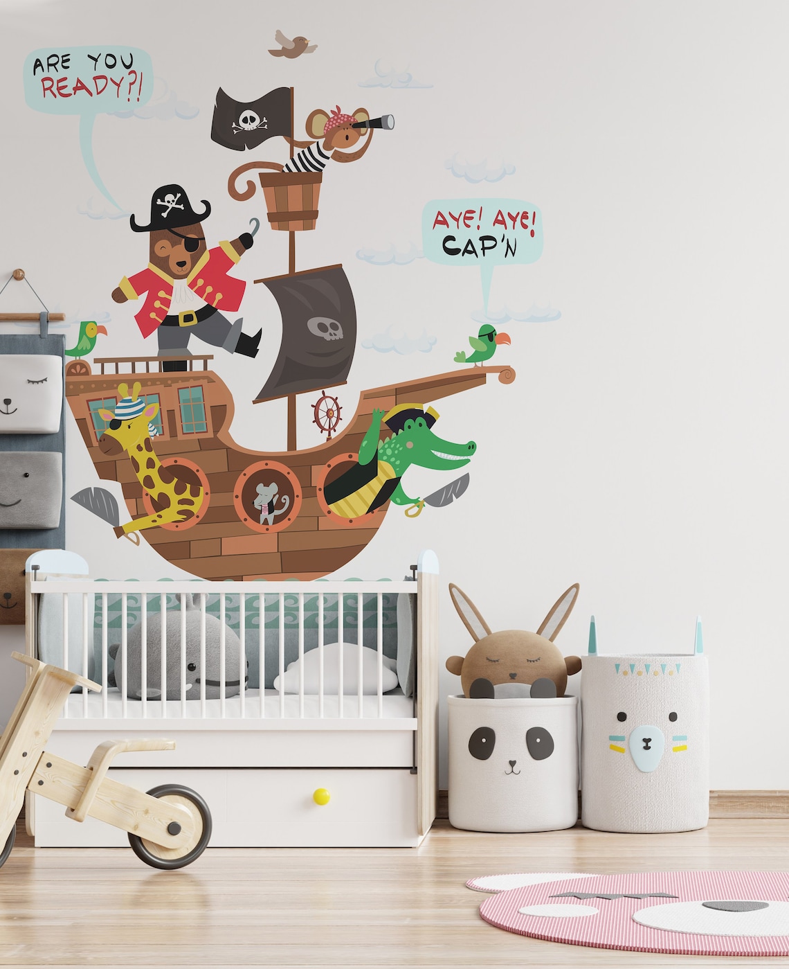 Pirate Ship Removable Wall Stickers, Pirate Ship Animals, Removable ...