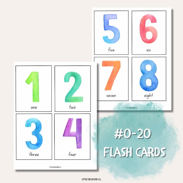 Number Flash Cards - Etsy
