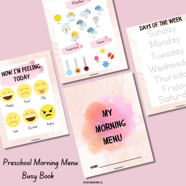 Homeschool Preschool Morning Menu - Etsy