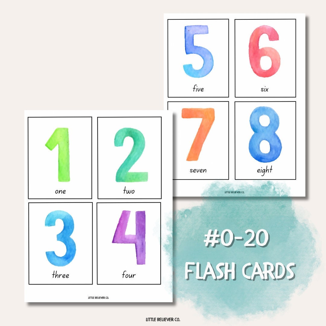Number Flash Cards | Homeschool | Preschool Flashcards | Numbers 1-20 ...
