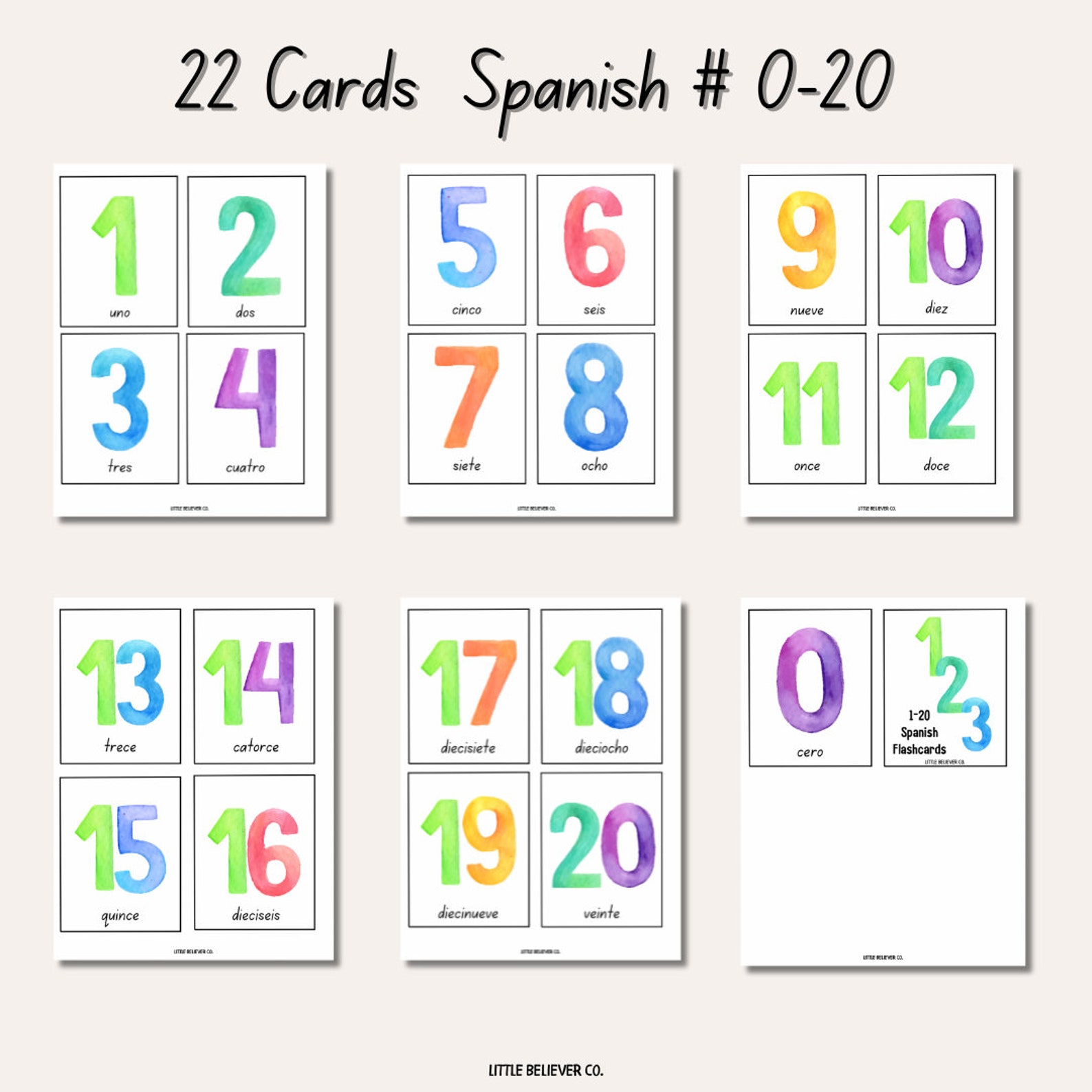 Spanish Number Flash Cards Homeschool Preschool Flashcards - Etsy