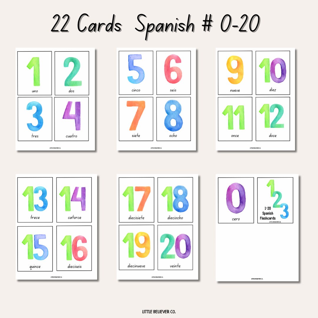 Spanish Number Flash Cards | Homeschool | Preschool Flashcards ...