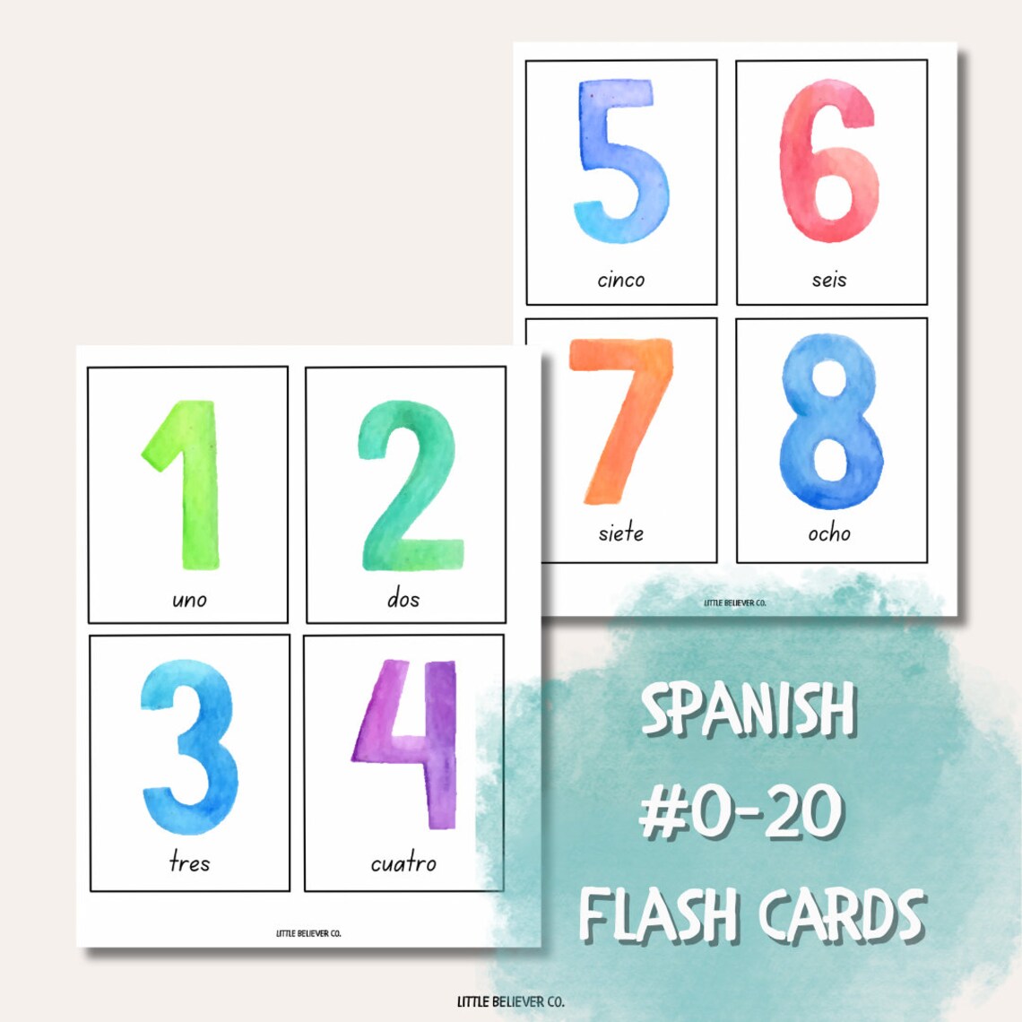 Spanish Number Flash Cards | Homeschool | Preschool Flashcards ...