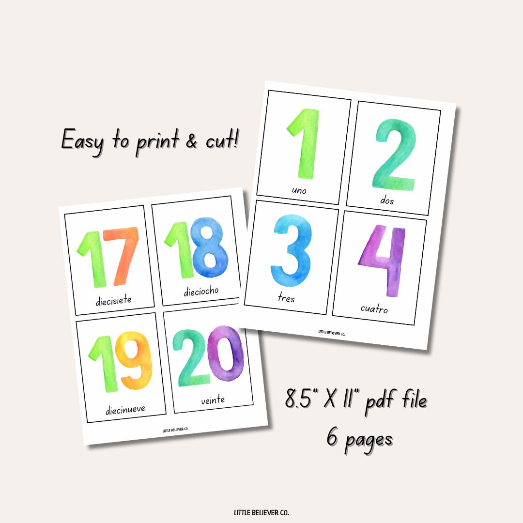 Spanish Number Flash Cards | Homeschool | Preschool Flashcards ...