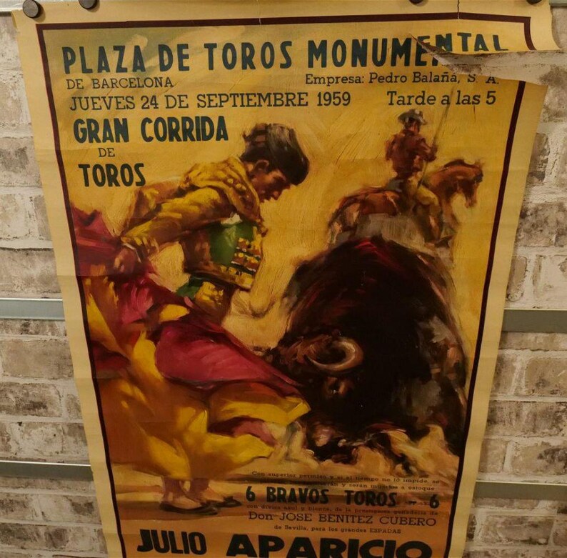 Vintage Spanish Bullfighting Poster - Etsy