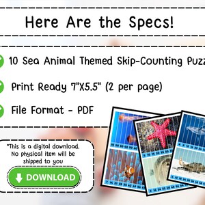 Printable Sea Theme Skip Counting Puzzle Times Table Education Game ...
