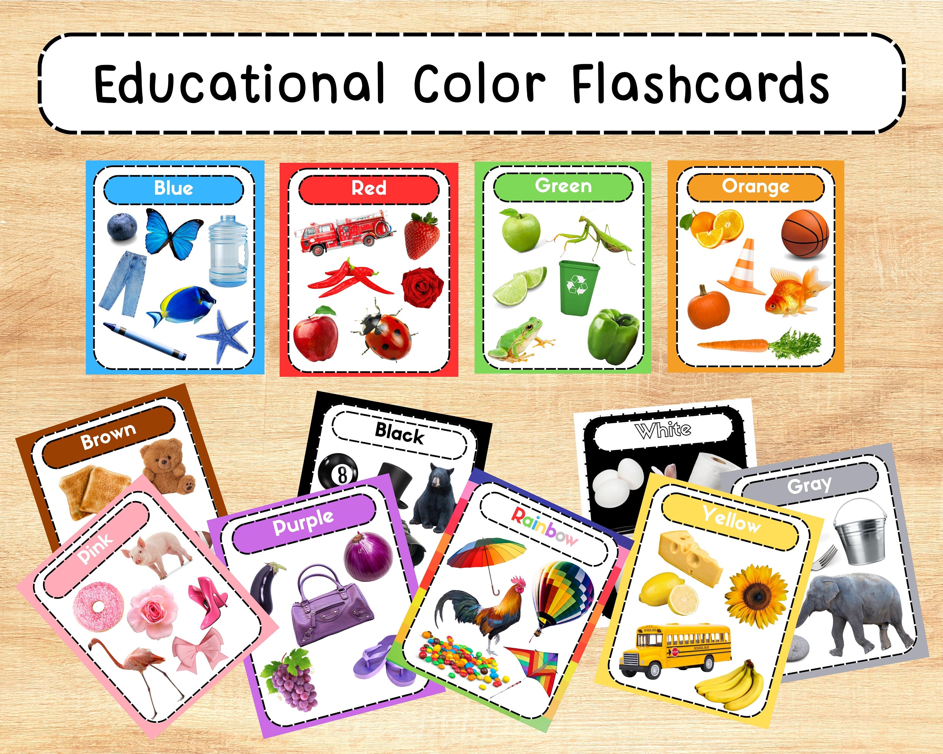 Printable Educational Montessori Color Flashcards Preschool Color Cards ...