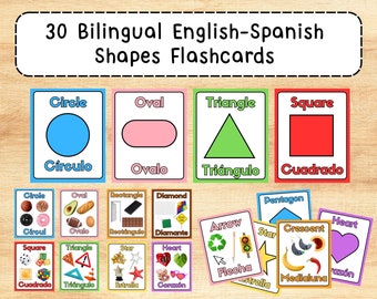 Colors and Shapes Bilingual Flashcards-spanish and English Printable ...