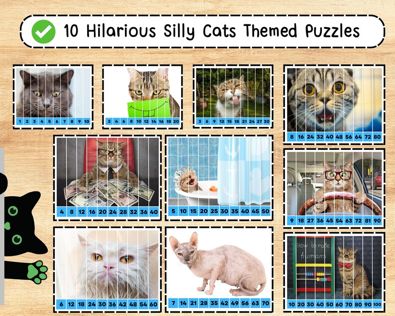 Printable Silly Cats Themed Skip Counting Puzzle Times Table - Etsy