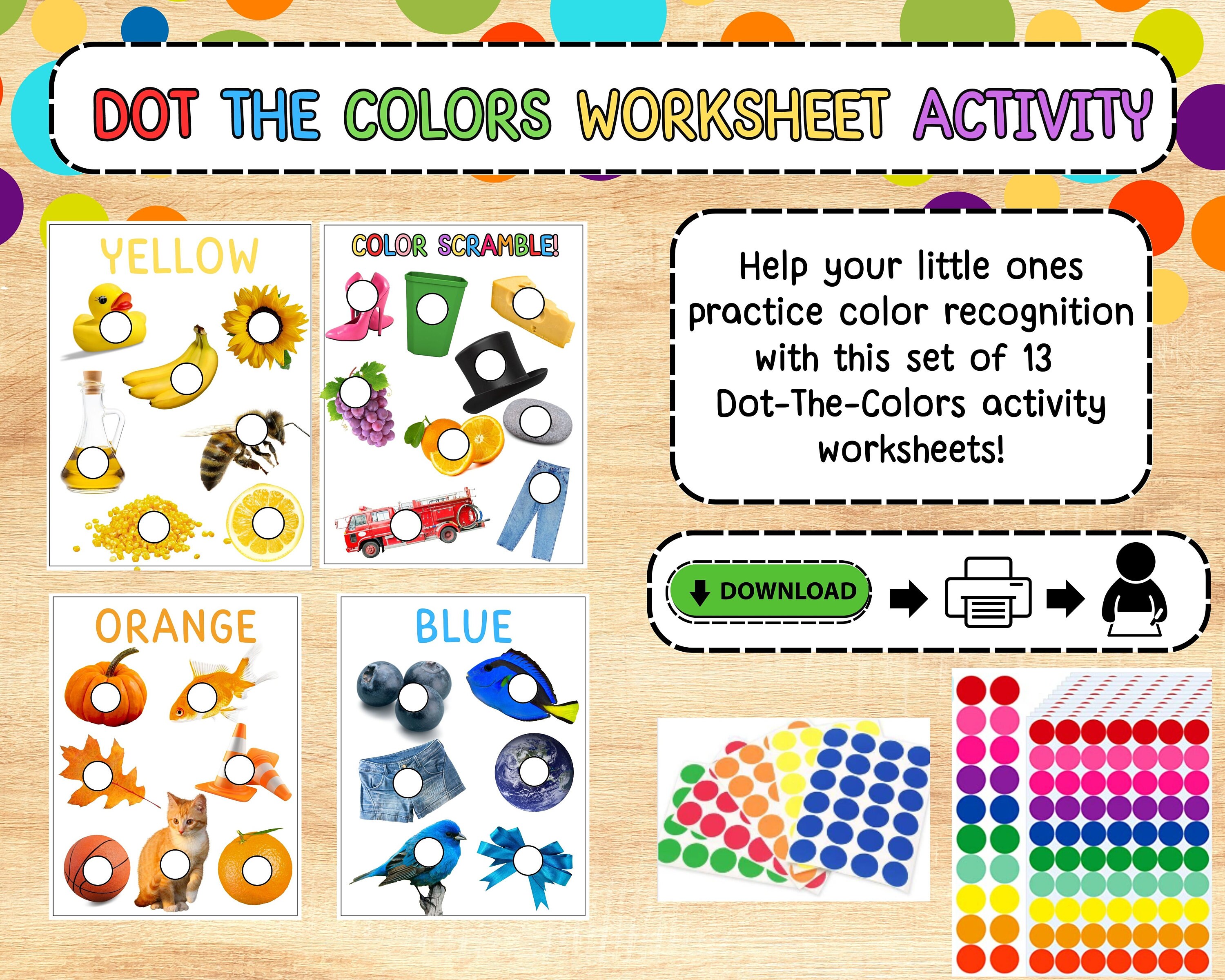 Printable Dot the Colors Activity Worksheet Preschool Do-a-dot ...