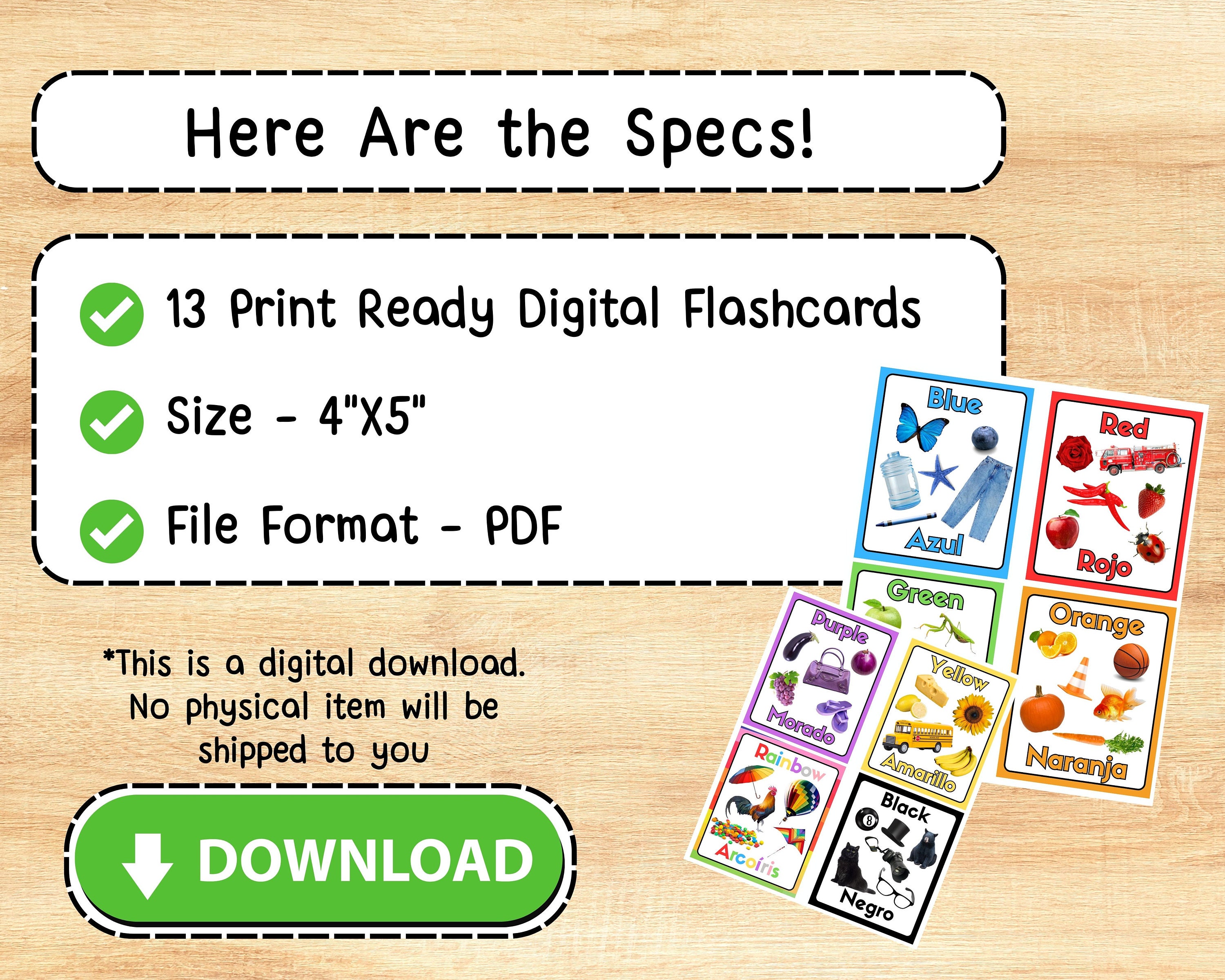 Spanish-english Bilingual Printable Educational Color Flashcards ...
