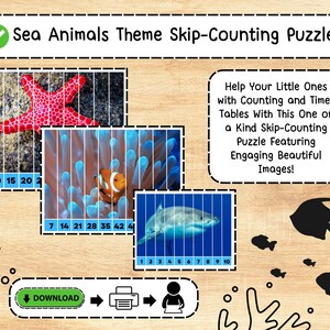 Printable Sea Theme Skip Counting Puzzle Times Table Education Game ...