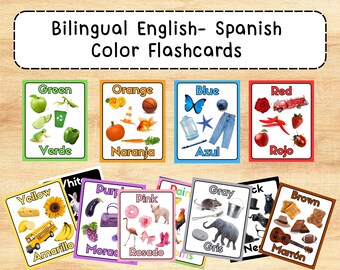 Colors and Shapes Bilingual Flashcards-spanish and English Printable ...