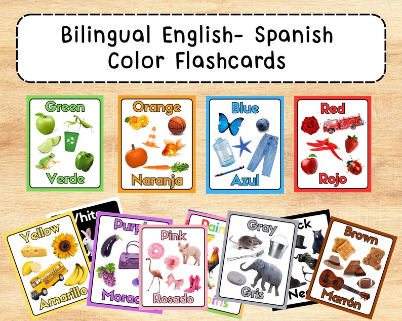 Spanish-english Bilingual Printable Educational Color Flashcards ...