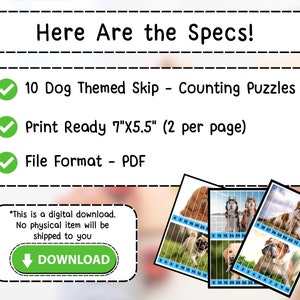 Printable Dog Theme Skip Counting Puzzle Times Table Education Game ...