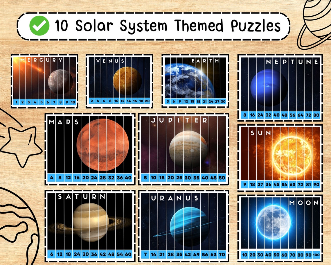 Printable Solar System Themed Skip Counting Puzzle Times - Etsy