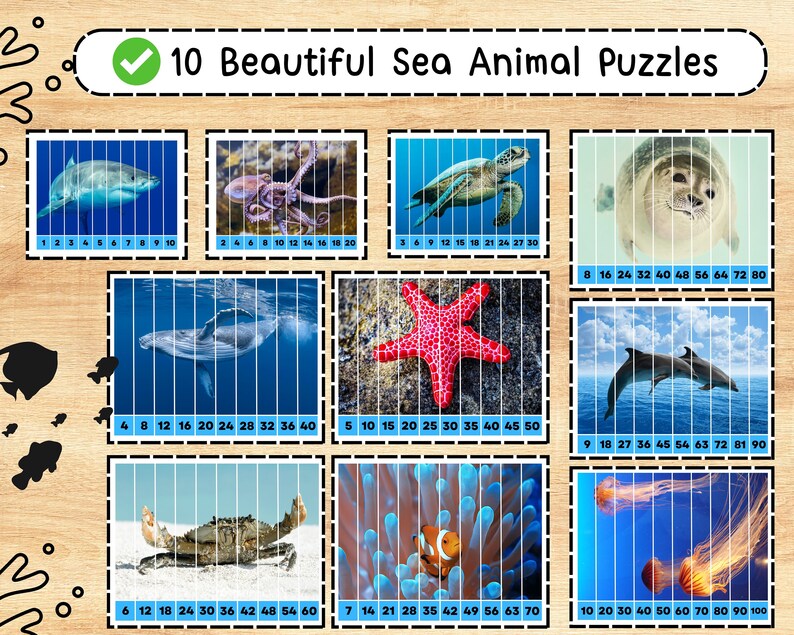 Printable Sea Theme Skip Counting Puzzle Times Table Education Game ...