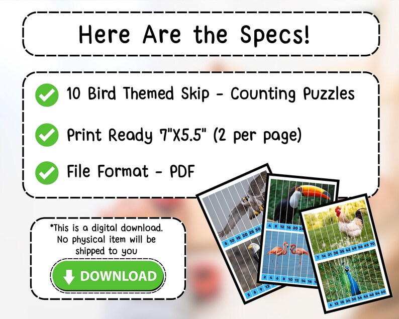 Printable Bird Theme Skip Counting Puzzle Times Table - Etsy