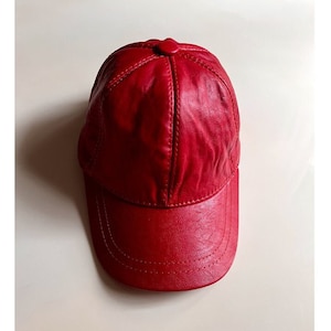 Red Leather Baseball Caps, Adjustable Leather Hats, Woman Leather Caps ...