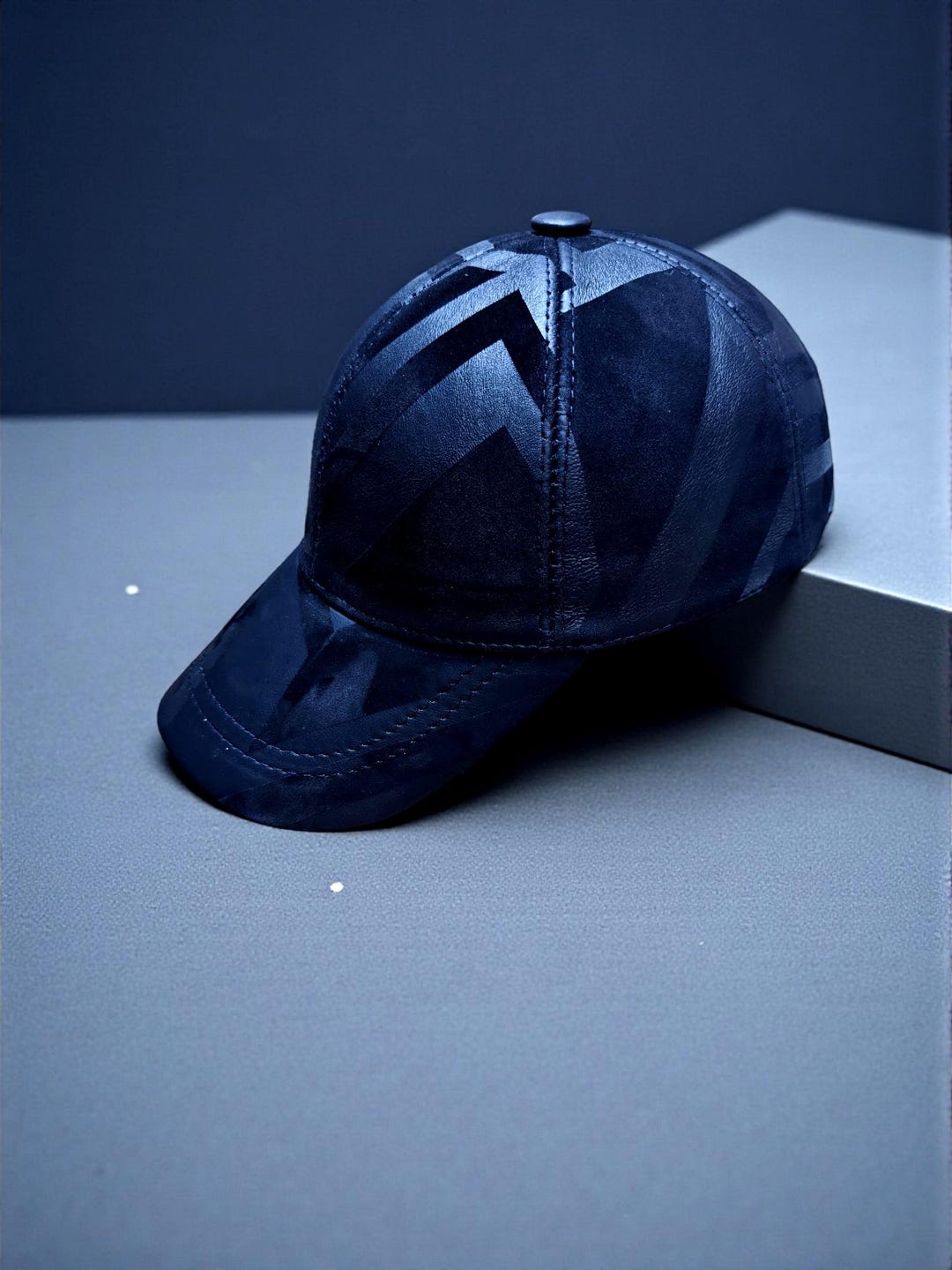 Black Leather Suede-effect Baseball Cap– Genuine Leather Adjustable Hat ...
