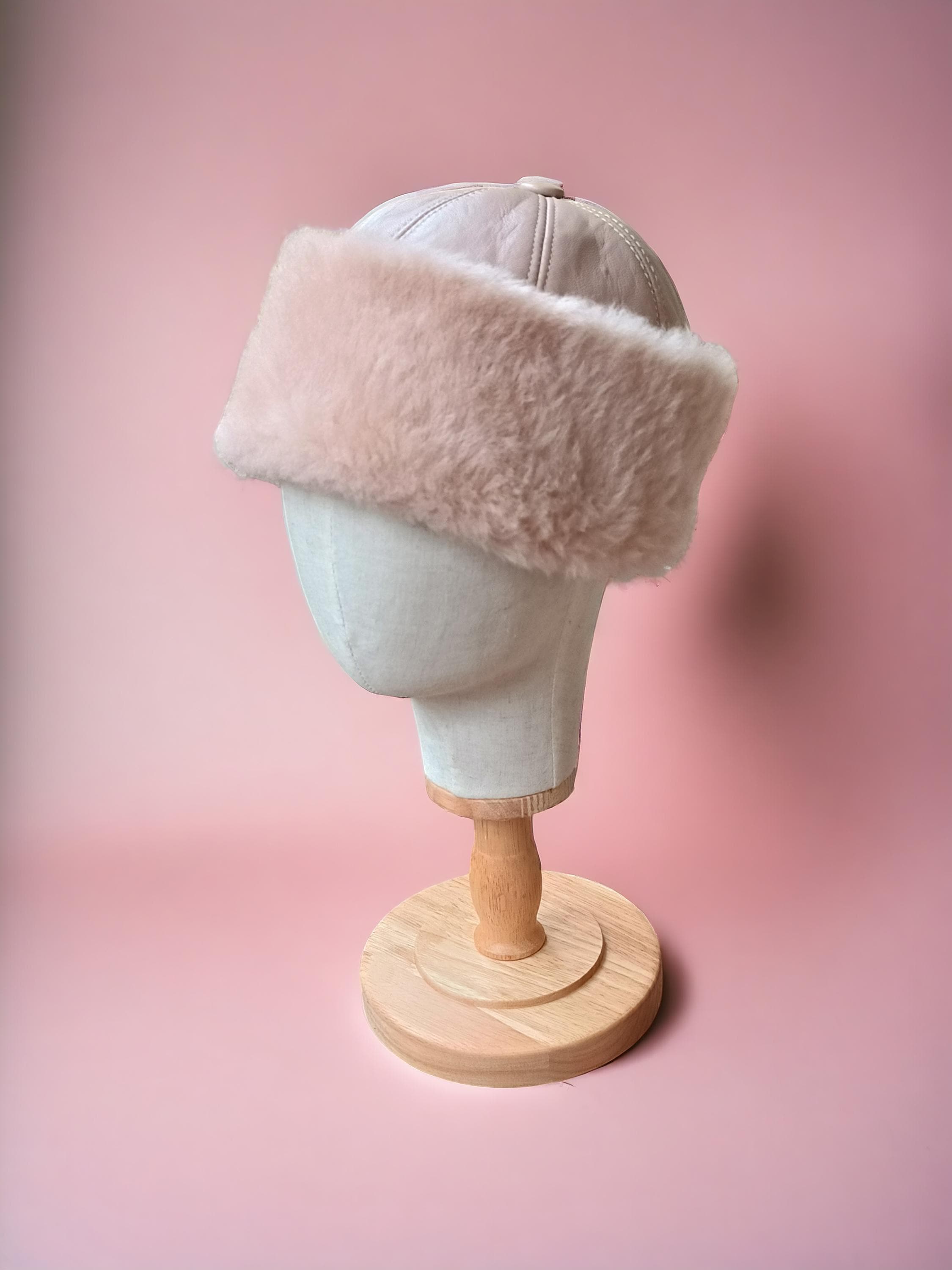 Winter Shearling Fur Hat-leather Russian Hat,warm Style Unisex Beanie ...