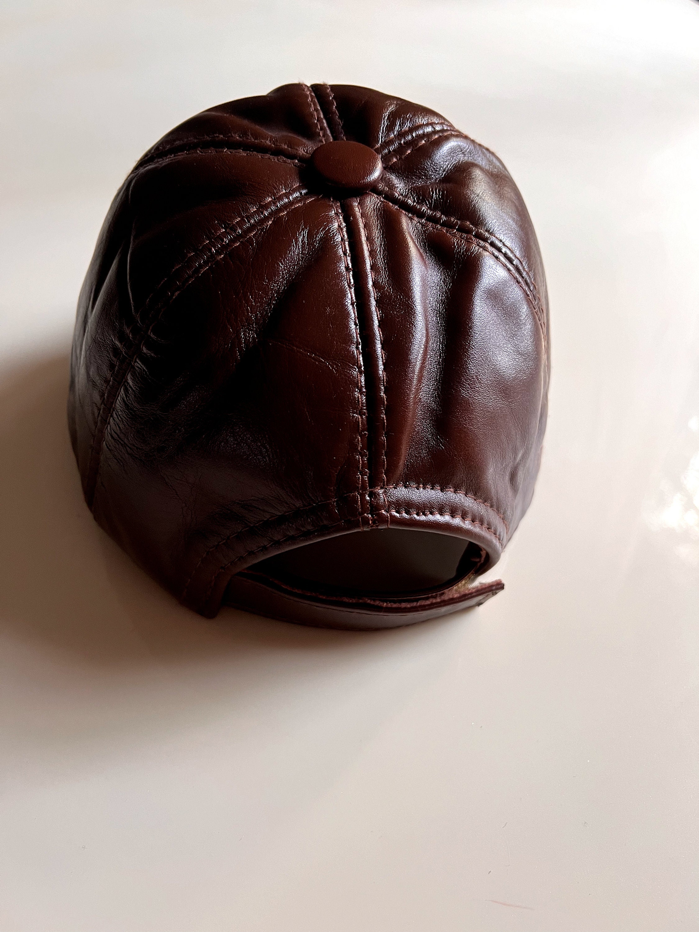 Brown Leather Baseball Cap, Genuine Leather Cap, Adjustablesports ...