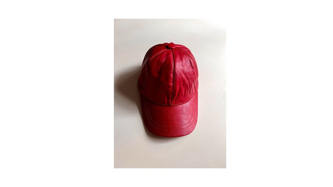 Red Leather Baseball Caps, Adjustable Leather Hats, Woman Leather Caps ...