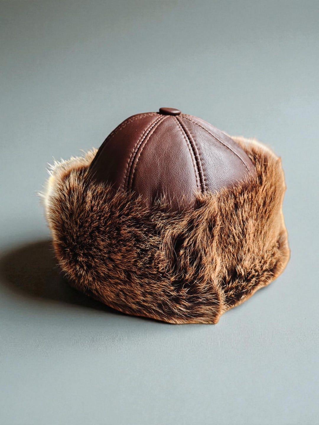 Leather Shearling Trapper Hat,lambskin Fur Hat, Winter Unisex Headwear ...
