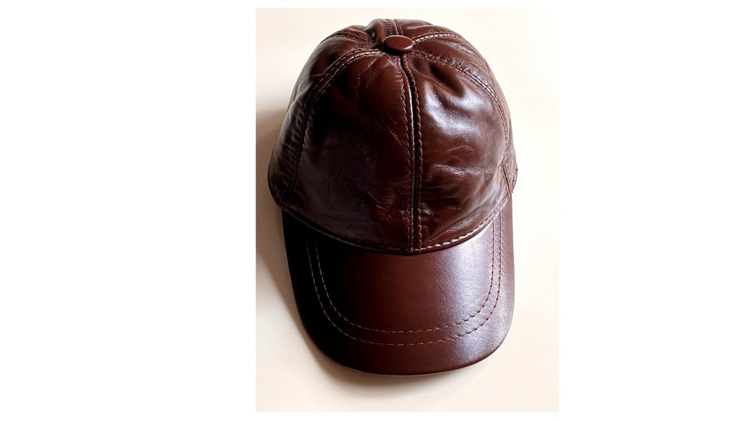 Brown Leather Baseball Cap, Genuine Leather Cap, Adjustablesports ...