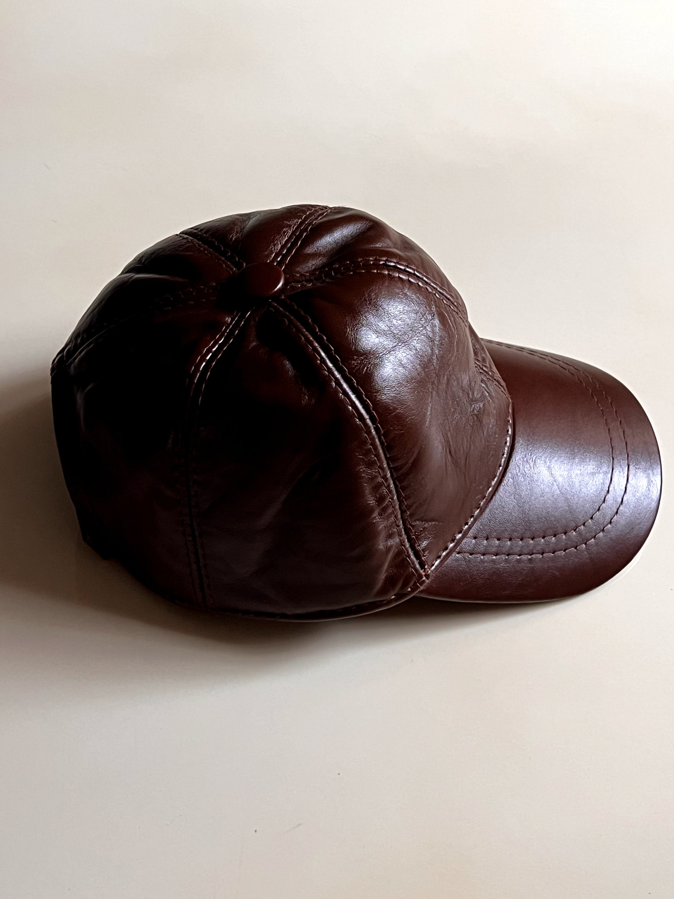 Brown Leather Baseball Cap, Genuine Leather Cap, Adjustablesports ...