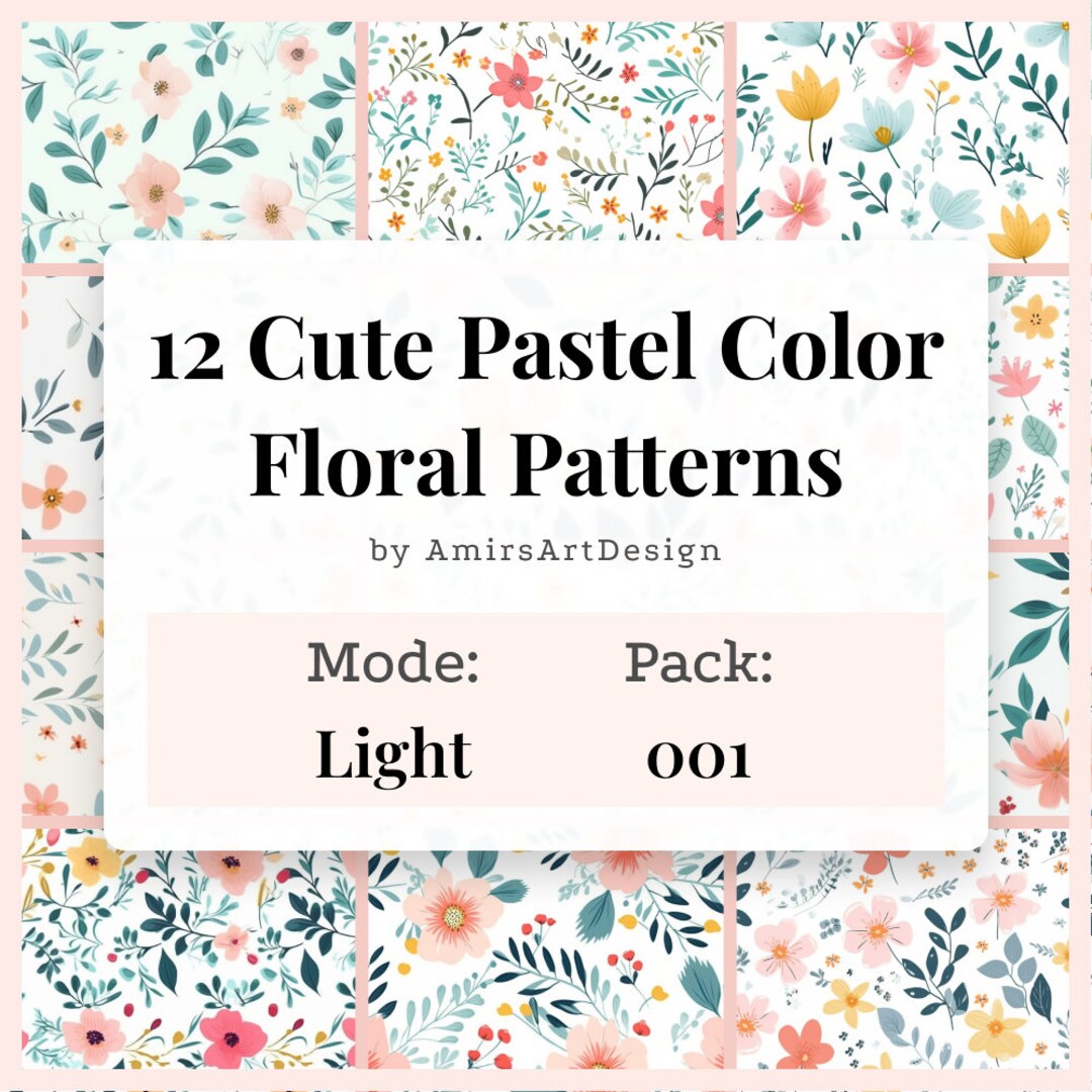 Cute Pastel Color Floral Patterns and Tiles - Etsy