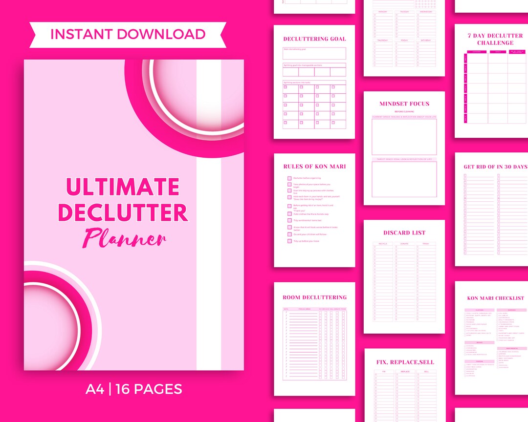 Declutter Workbook Planner Checklist, Declitter & Deep Clean, Organized ...