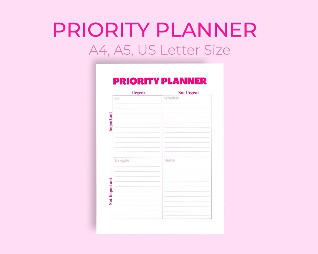 Priority Eisenhower Matrix Planner,task Prioritization Time Management ...