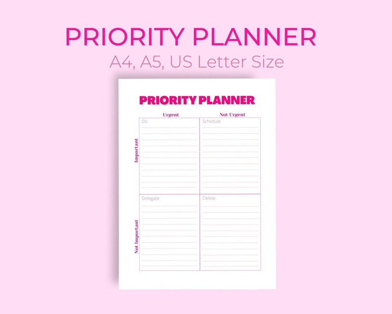 Priority Eisenhower Matrix Plannertask Prioritization Time - Etsy