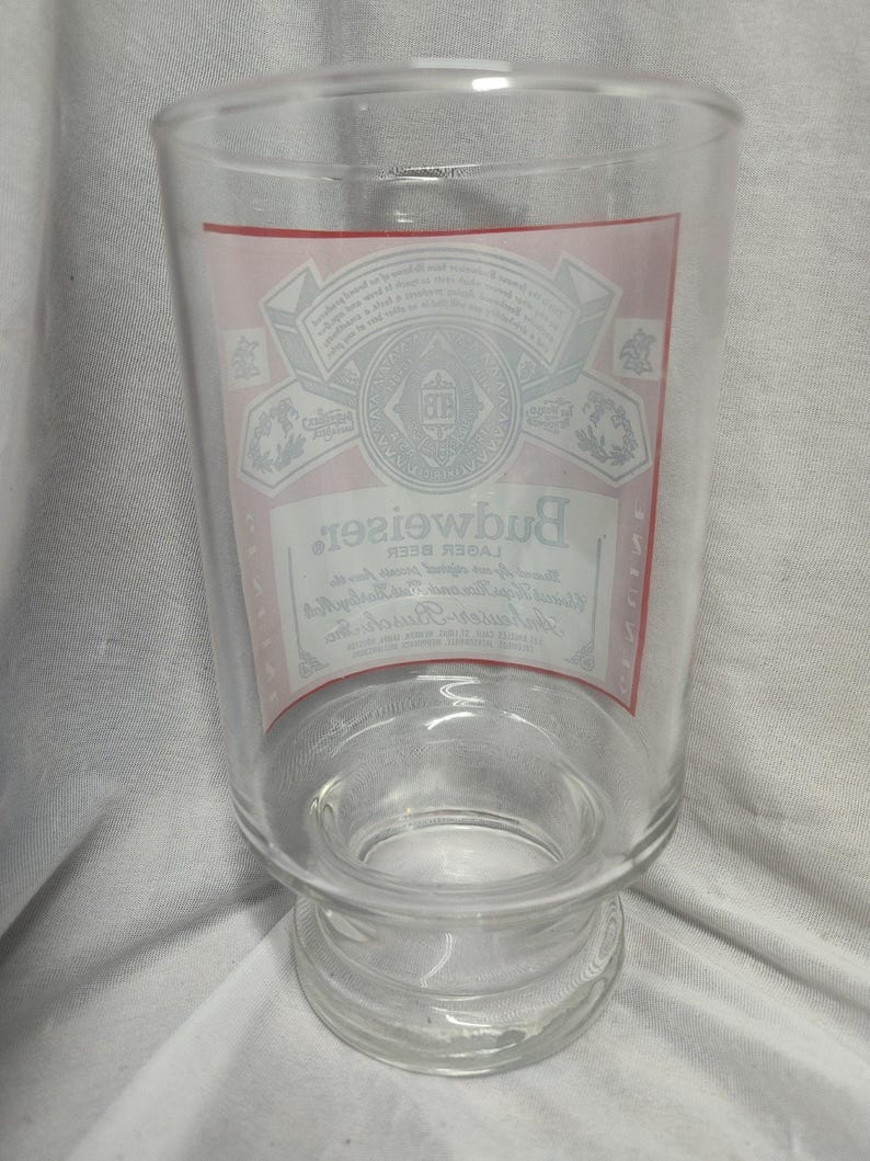 Vintage GIANT Beer Glass Bud Budweiser Bar Barware 1970s 70s Lager 32oz ...