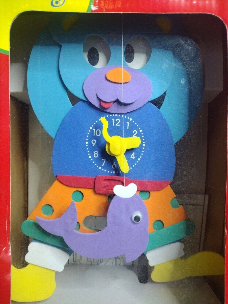 Vintage Foam Frenzy Bear Retro Toy Clock With Movement Teaching Analog ...