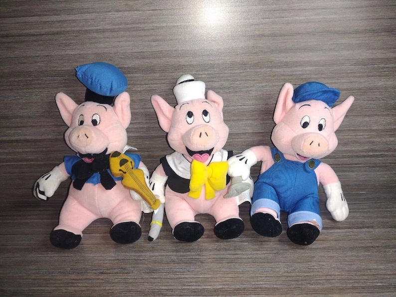 Vintage Disney Store Three Little Pigs Plush W/embroidered - Etsy