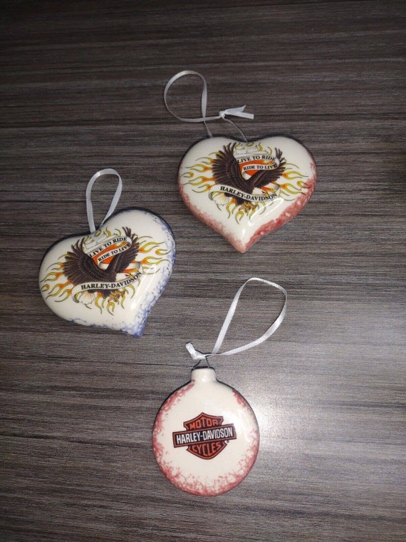 Vintage Harley Davidson Christmas Ornaments Ceramic H… - Gem