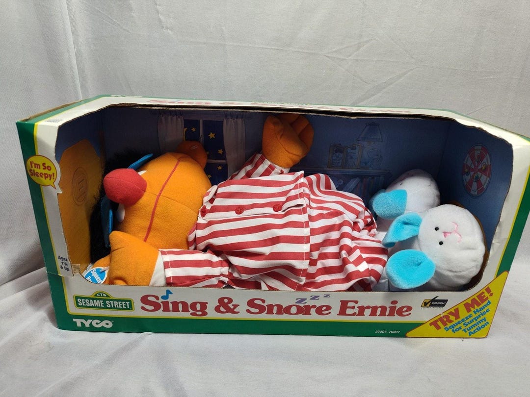 Vintage 1996 Tyco Sesame Street Sleep and Snore Ernie Talking & Singing ...