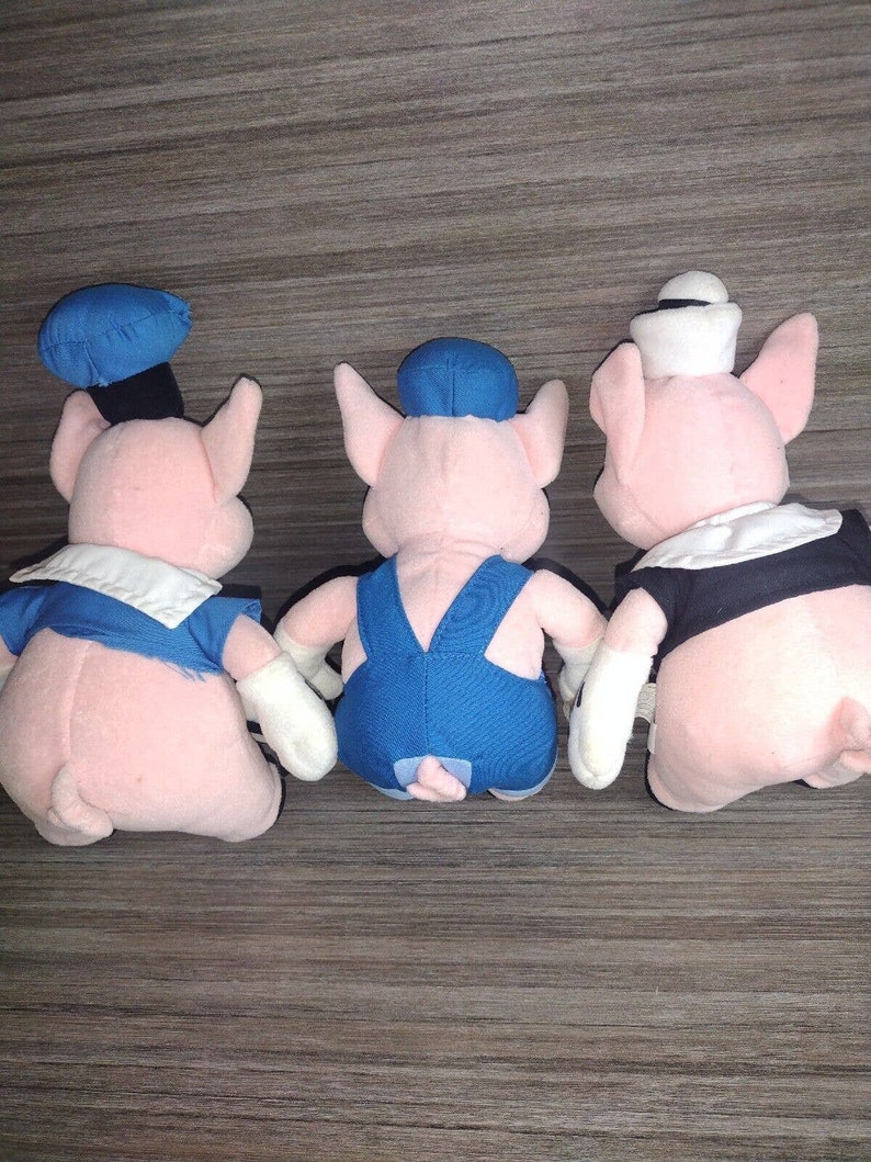 Vintage Disney Store Three Little Pigs Plush W/embroidered - Etsy